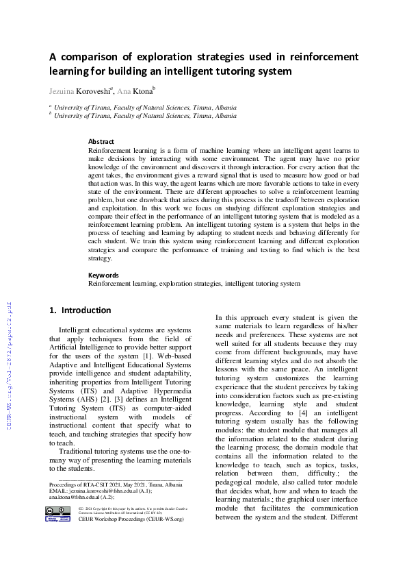 (PDF) A comparison of exploration strategies used in reinforcement learning for building an ...