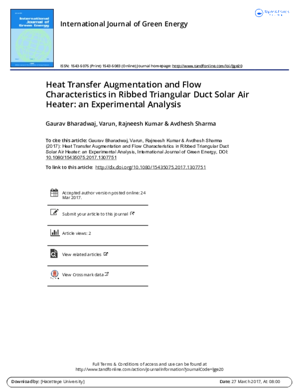 (PDF) Heat transfer augmentation and flow characteristics in ribbed ...