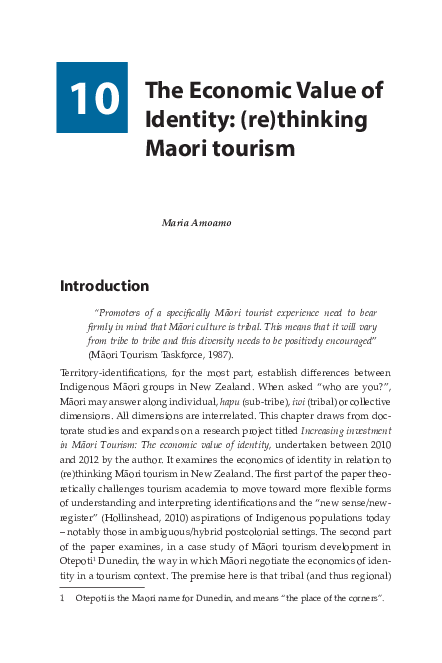 (PDF) The Economic Value of Identity: (re)thinking Maori tourism