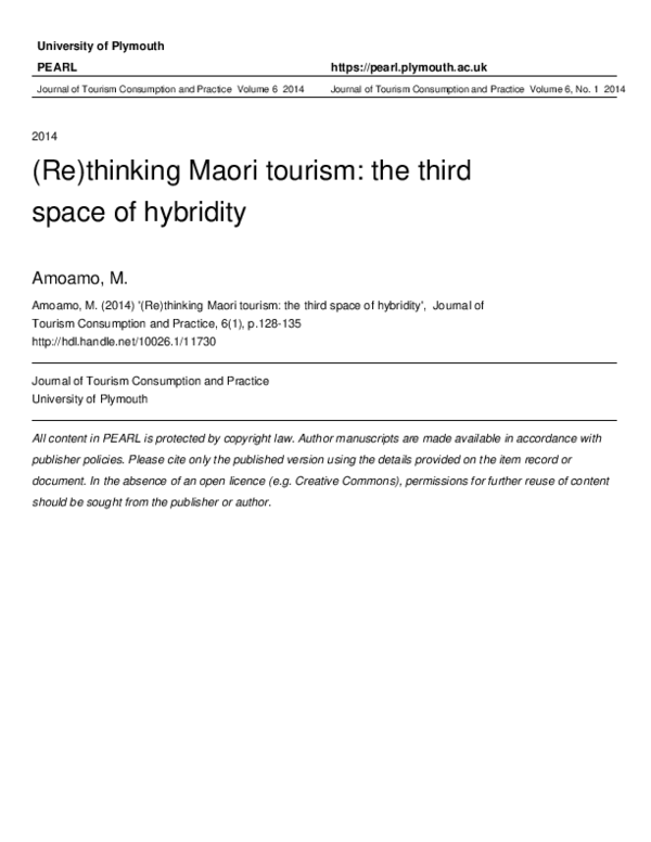 (PDF) Hybridity in Māori Tourism: Rethinking Cultural Engagement
