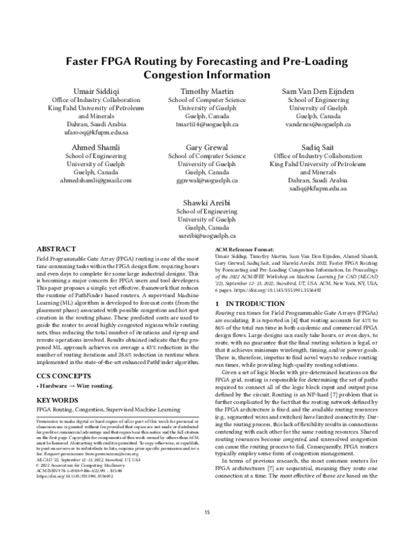 Pdf Faster Fpga Routing By Forecasting And Pre Loading Congestion Information