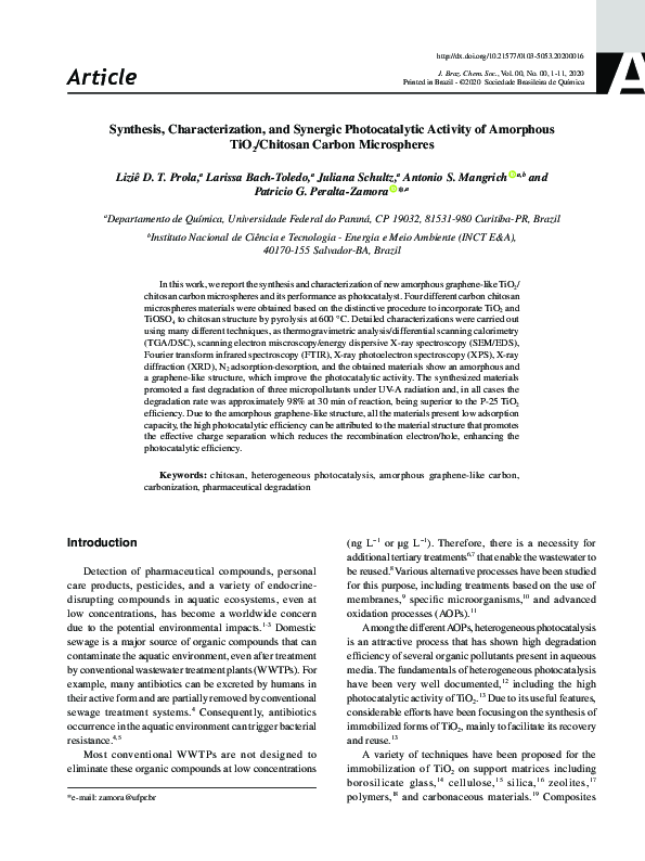 (PDF) Synthesis, Characterization, and Synergic Photocatalytic Activity of Amorphous TiO2 ...