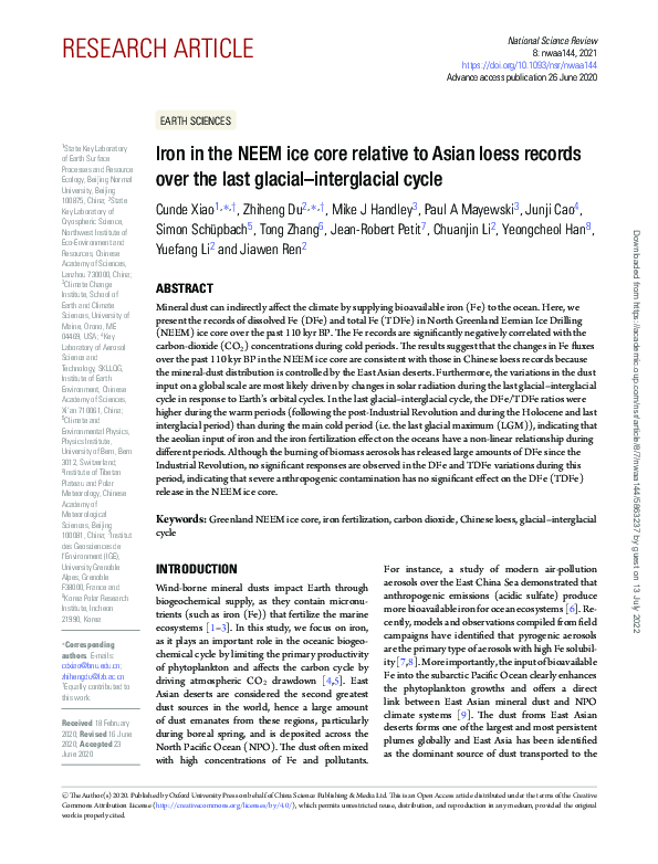 (PDF) Iron in the NEEM ice core relative to Asian loess records over ...