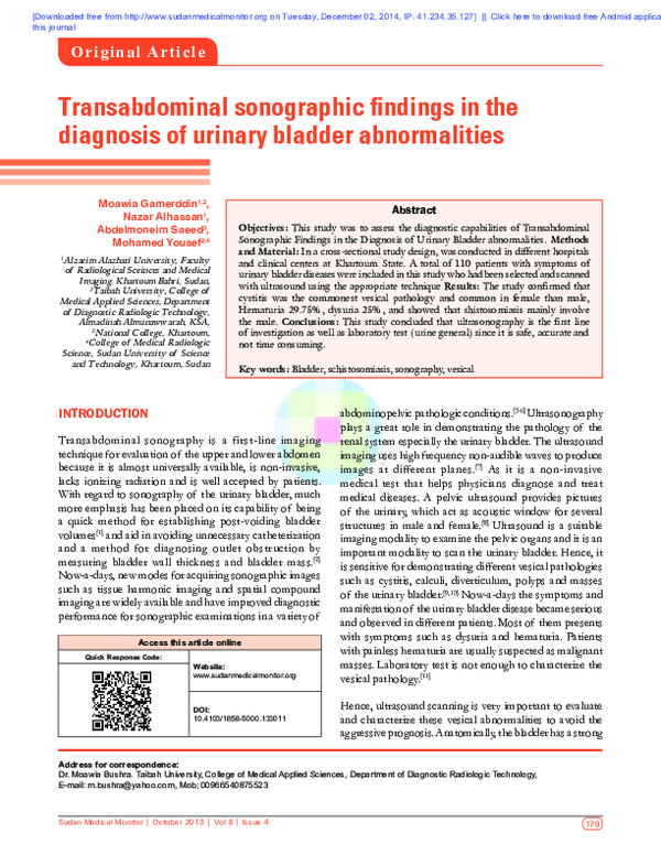 (PDF) Transabdominal sonographic findings in the diagnosis of urinary ...