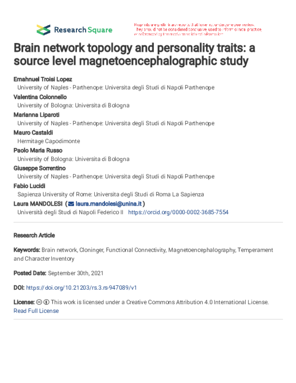 Pdf Brain Network Topology And Personality Traits A Source Level