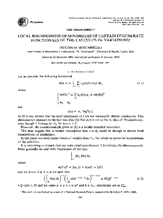 (PDF) Local boundedness of minimizers of certain degenerate functionals of the calculus of ...