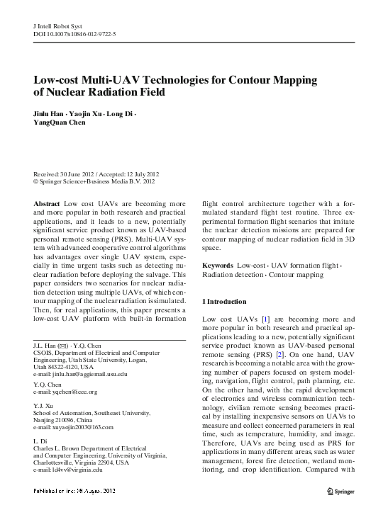 (PDF) Low-cost Multi-UAV Technologies for Contour Mapping of Nuclear Radiation Field