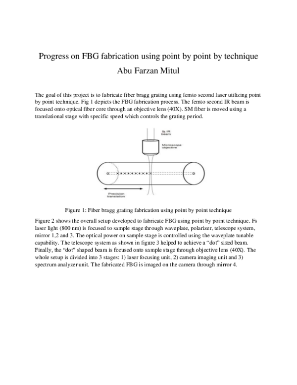 (PDF) Progress on FBG fabrication using point by point by technique ...