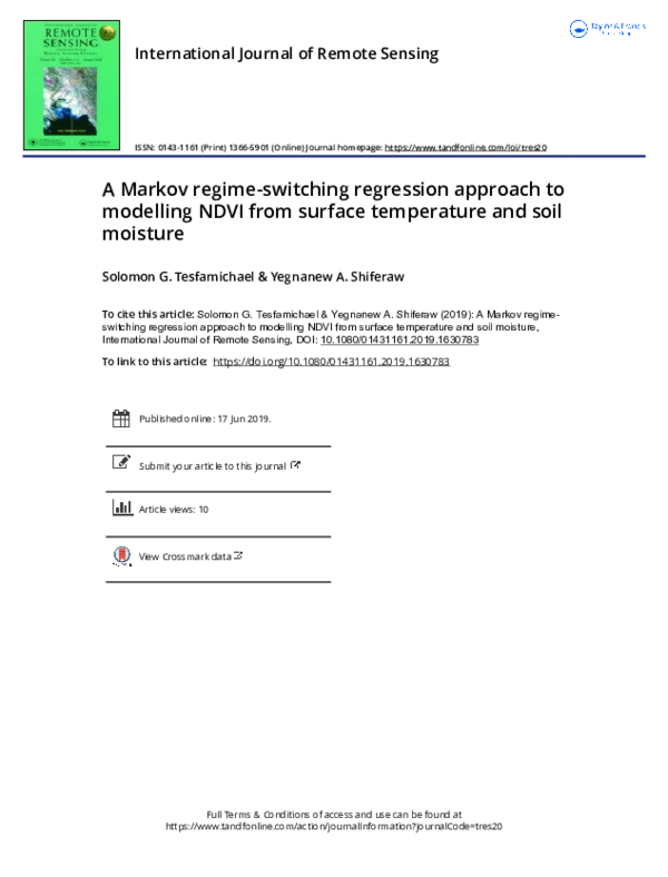 (PDF) A Markov regime-switching regression approach to modelling NDVI from surface temperature ...