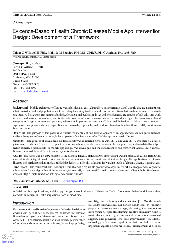 (PDF) Evidence-Based mHealth Chronic Disease Mobile App Intervention ...