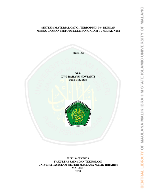 (PDF) Sintesis material CaTiO3 terdoping Fe3+ dengan menggunakan metode ...