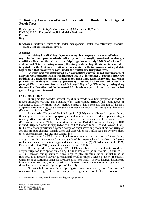 (PDF) Preliminary Assessment of Aba Concentration in Roots of Drip ...