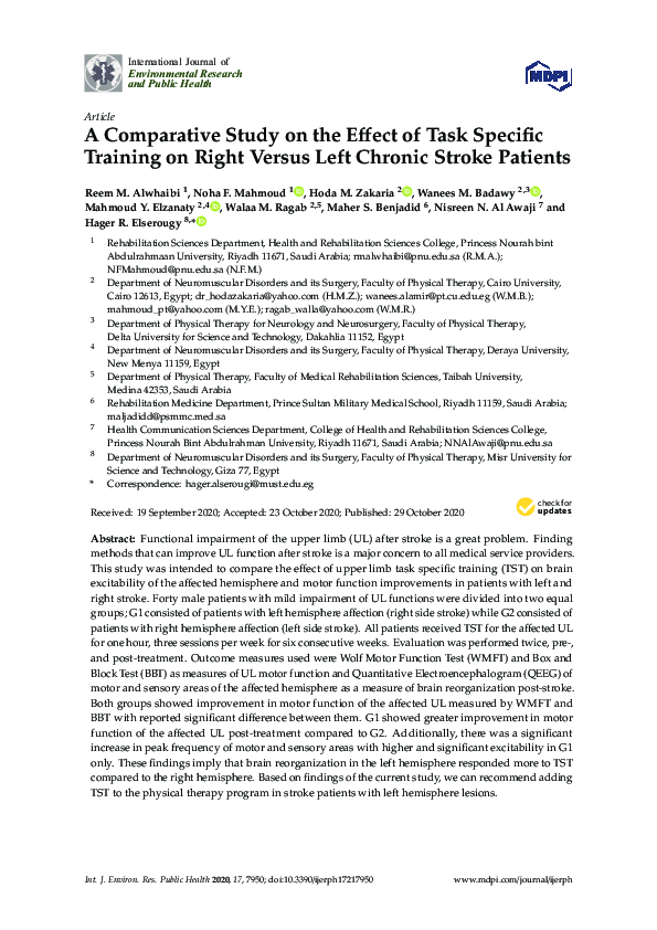 (PDF) A Comparative Study on the Effect of Task Specific Training on ...