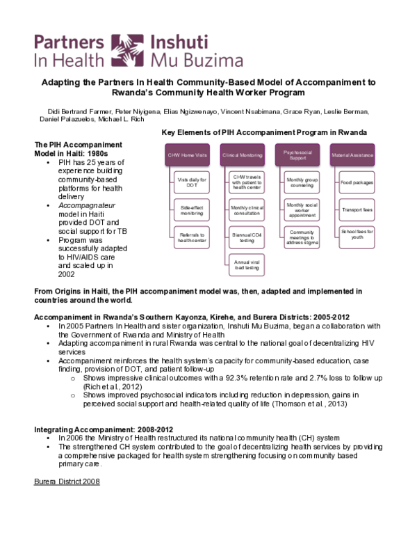 (PDF) Adapting the partners in health community-based model of ...