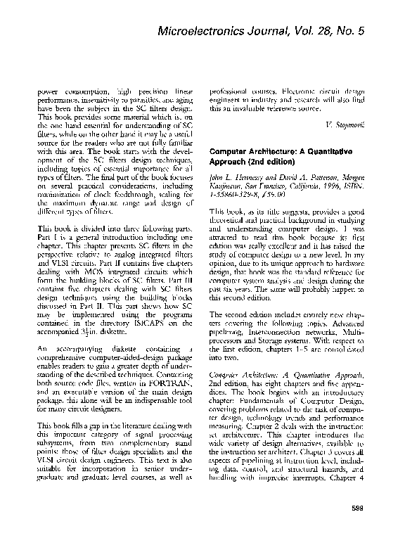 (PDF) Computer architecture: A quantitative approach (2nd edition)