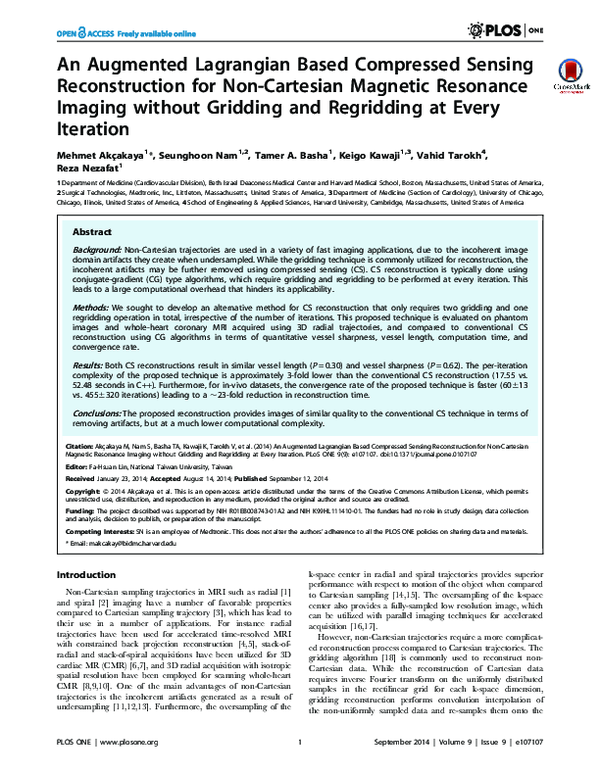 Pdf An Augmented Lagrangian Based Compressed Sensing Reconstruction