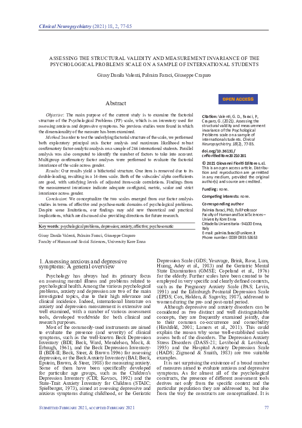 (PDF) Assessing the Structural Validity and Measurement Invariance of ...
