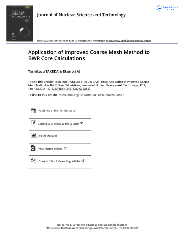 (PDF) Application of Improved Coarse Mesh Method to BWR Core Calculations