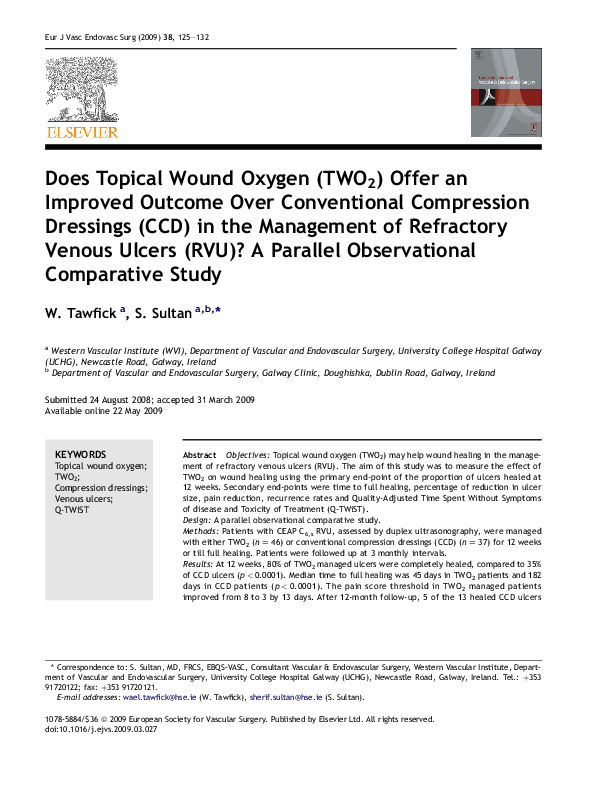 (PDF) Does Topical Wound Oxygen (TWO2) Offer an Improved Outcome Over ...