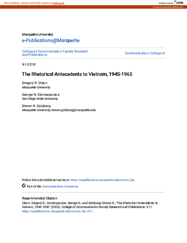 (PDF) The Rhetorical Antecedents to Vietnam, 1945–1965