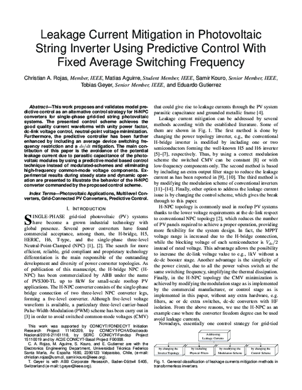 (PDF) Leakage Current Mitigation in Photovoltaic String Inverter Using Predictive Control With ...