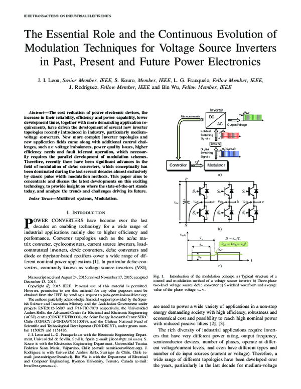 Pdf The Essential Role And The Continuous Evolution Of Modulation Techniques For Voltage
