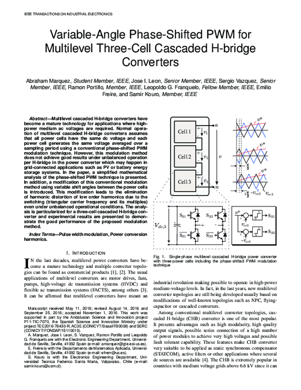 Pdf Variable Angle Phase Shifted Pwm For Multilevel Three Cell