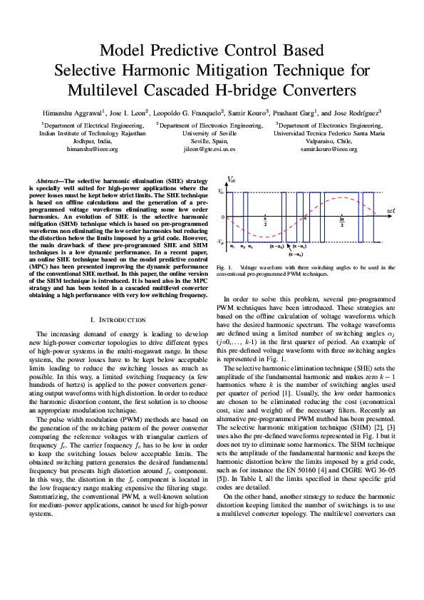 (PDF) Model predictive control based selective harmonic mitigation technique for multilevel ...