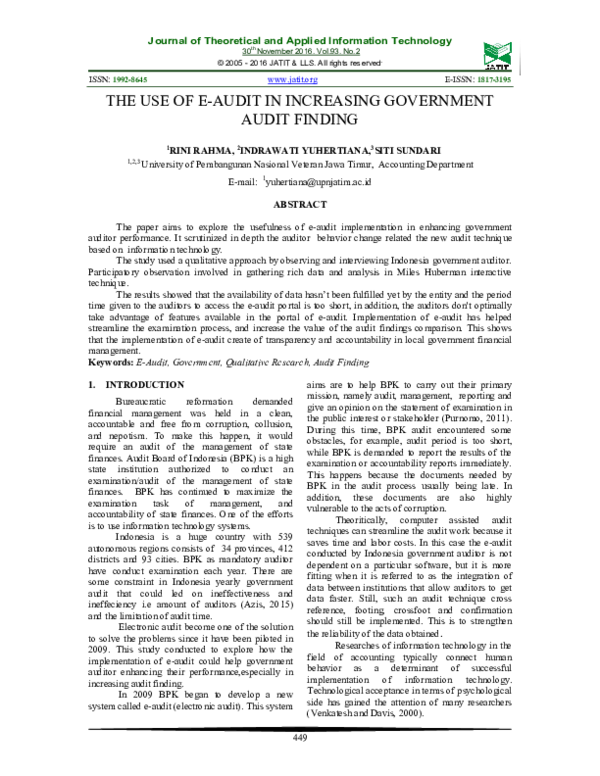 (PDF) The Use of E-Audit in Increasing Government Audit Finding 1