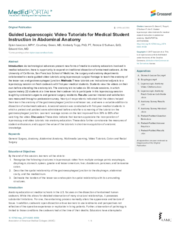 (PDF) Guided Laparoscopic Video Tutorials for Medical Student ...
