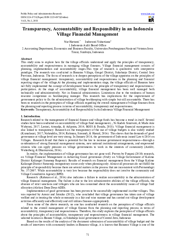 (PDF) Transparency, Accountability and Responsibility in an Indonesia ...
