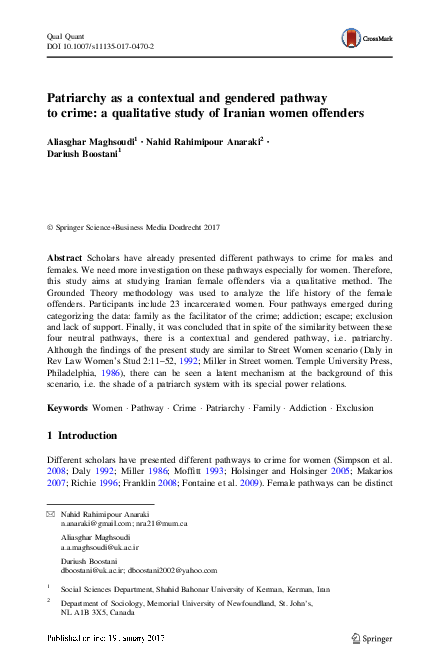 (PDF) Patriarchy as a contextual and gendered pathway to crime: a ...