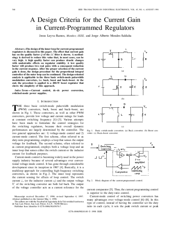(PDF) A design criteria for the current gain in current-programmed ...