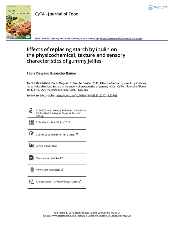 (PDF) Effects of replacing starch by inulin on the physicochemical ...