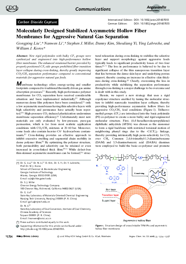 (PDF) Molecularly Designed Stabilized Asymmetric Hollow Fiber Membranes ...