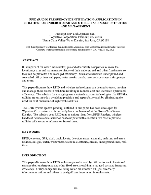 (PDF) RFID (Radio Frequency Identification) Applications in Utilities ...