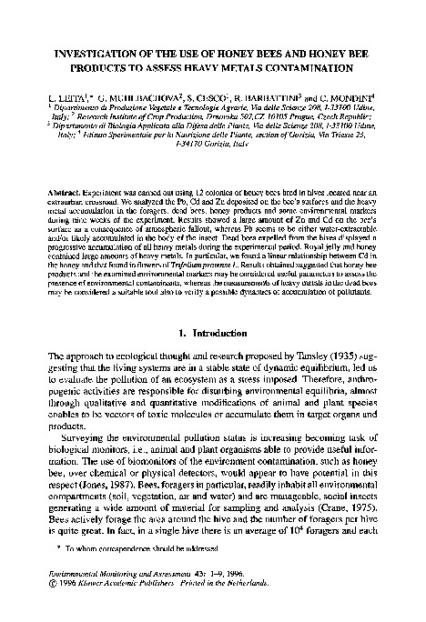 (PDF) Investigation of the use of honey bees and honey bee products to ...