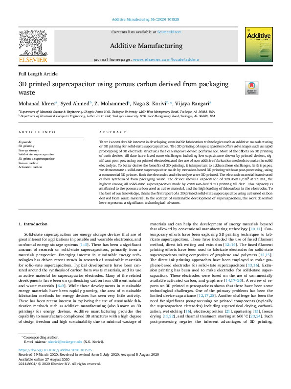 (PDF) 3D printed supercapacitor using porous carbon derived from ...