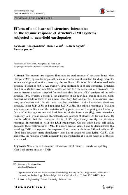 (PDF) Effects of non-linear soil-structure interaction on dynamic characteristics of structures ...