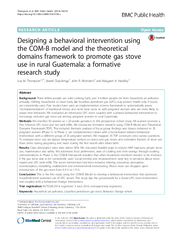 (PDF) Designing a behavioral intervention using the COM-B model and the ...
