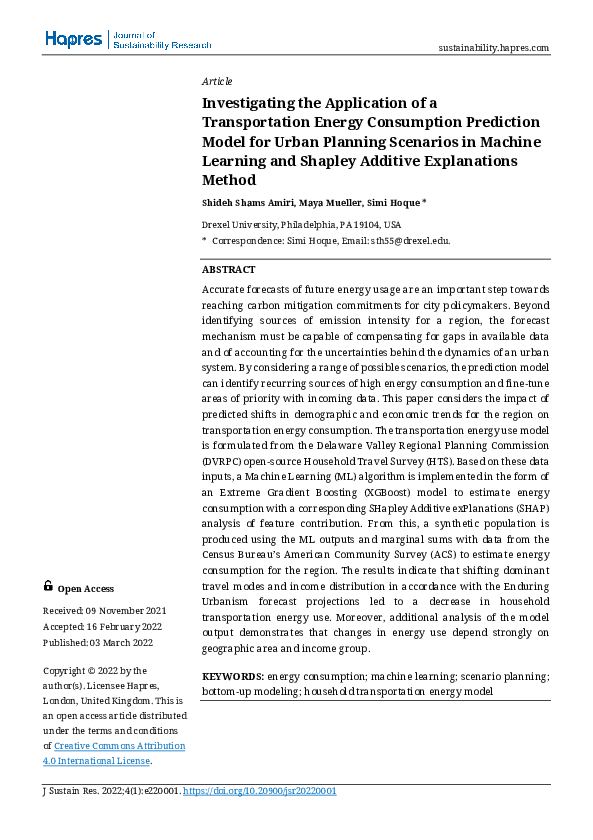 (PDF) Investigating the Application of a Transportation Energy Consumption Prediction Model for ...