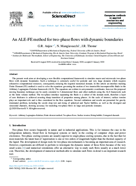 (PDF) An ALE-FE method for two-phase flows with dynamic boundaries