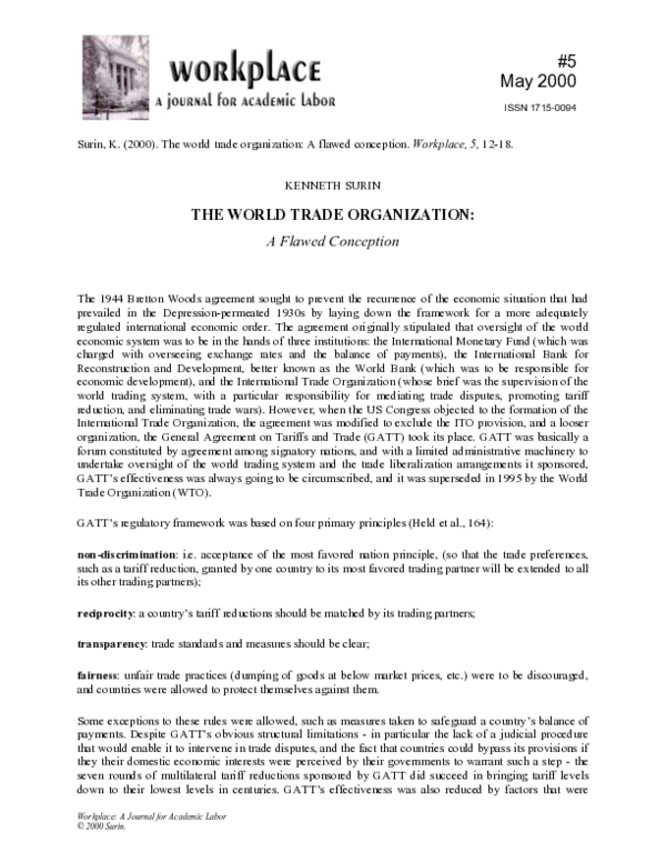 (PDF) The World Trade Organization