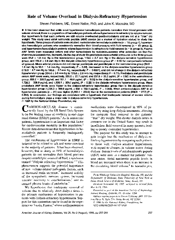 (PDF) Role of volume overload in dialysis-refractory hypertension