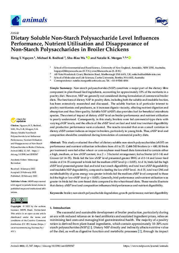 (PDF) Dietary Soluble Non-Starch Polysaccharide Level Influences ...
