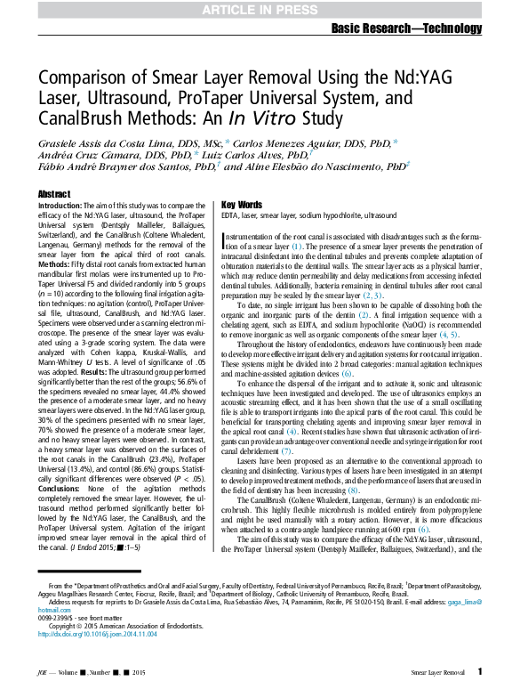 (PDF) Comparison of Smear Layer Removal Using the Nd:YAG Laser ...