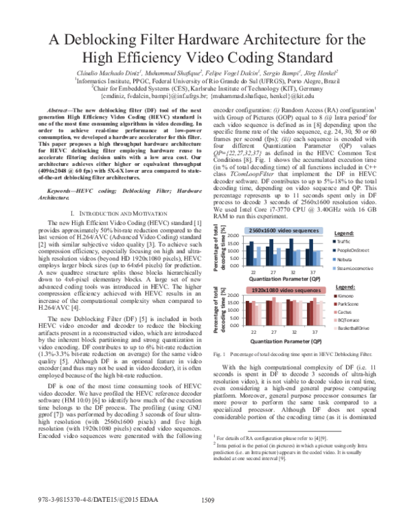 (PDF) A Deblocking Filter Hardware Architecture for the High Efficiency Video Coding Standard ...