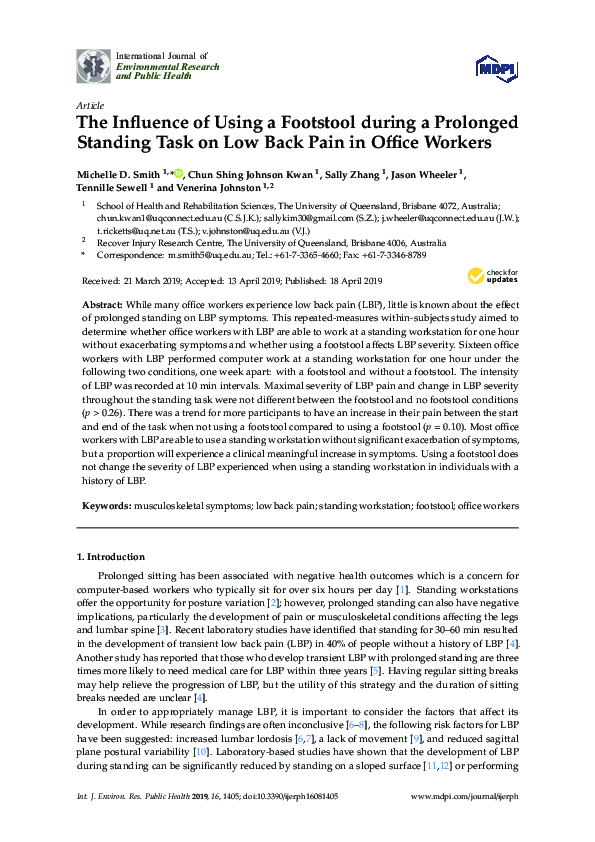 (PDF) The Influence of Using a Footstool during a Prolonged Standing ...