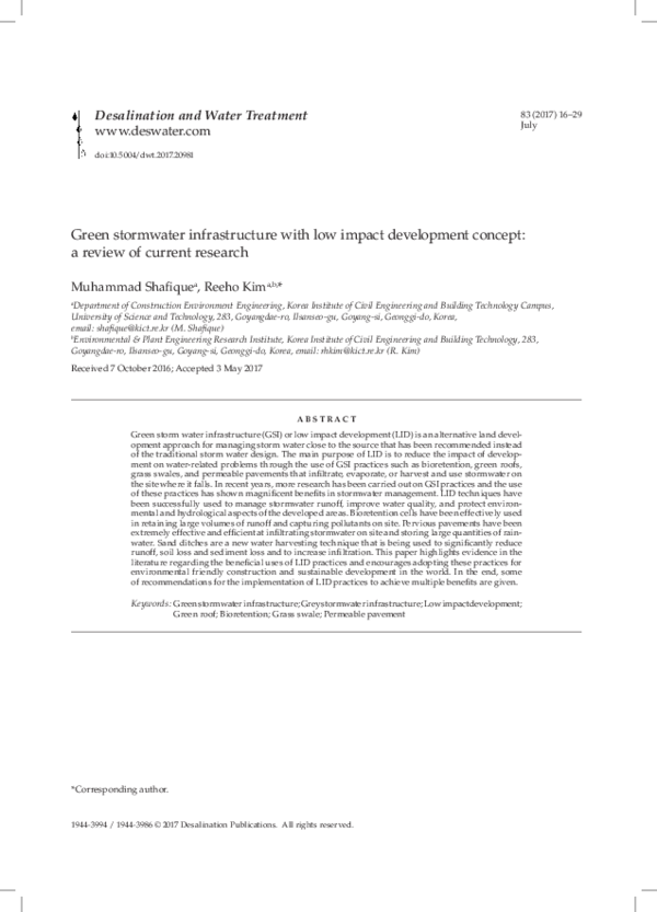 (PDF) Green stormwater infrastructure with low impact development ...