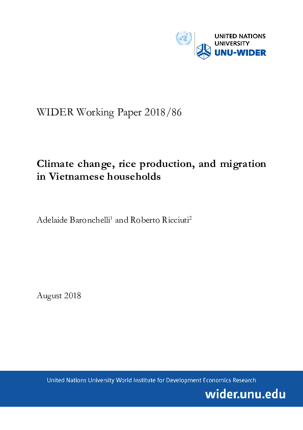 (PDF) Climate change, rice production, and migration in Vietnamese ...